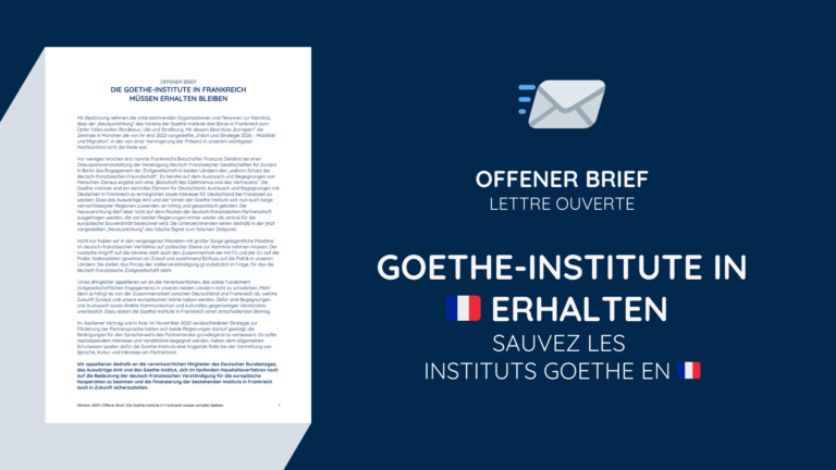 Offener Brief: Die Goethe-Institute in Frankreich müssen erhalten ...